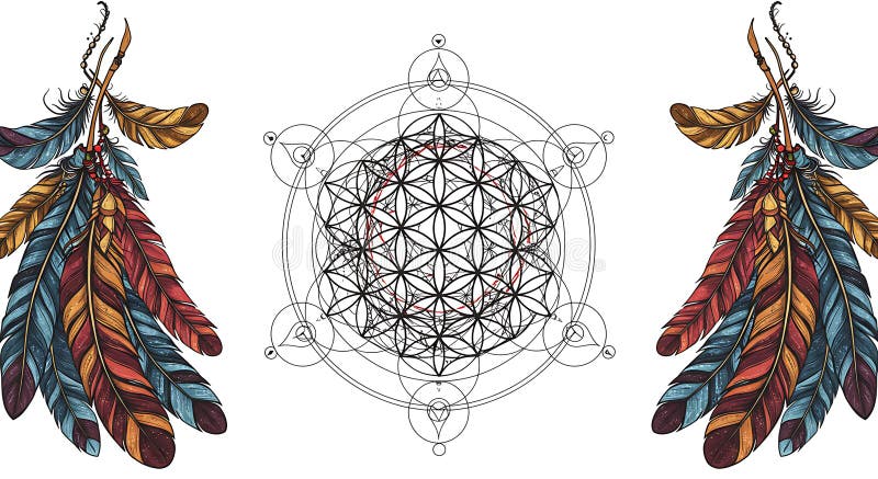 Intricate Geometric Pattern at the Center, Featuring Overlapping ...