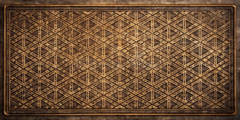 Intricate Geometric Pattern Engraved on Aged Metallic Surface ...