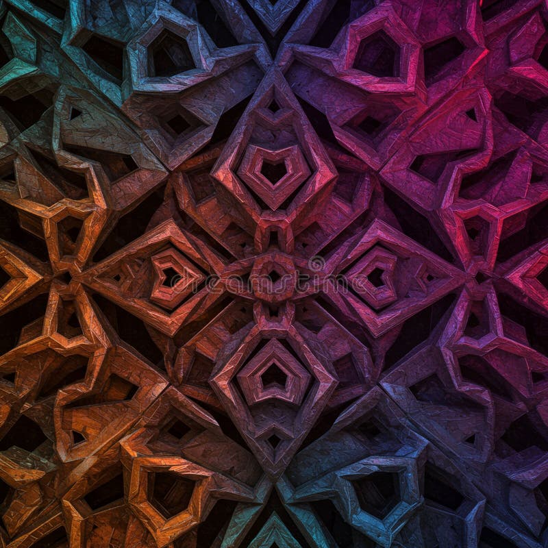 Intricate Geometric Pattern Featuring Interlocking Star and Polygon ...