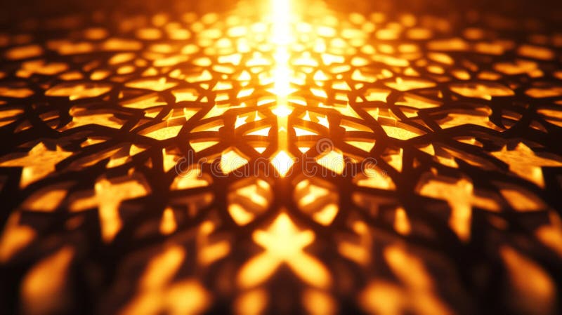 Intricate Geometric Pattern with Golden Light and Shadow Stock ...