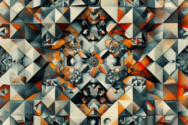 Intricate Geometric Pattern in Orange and Grey, Engineer a Visually ...