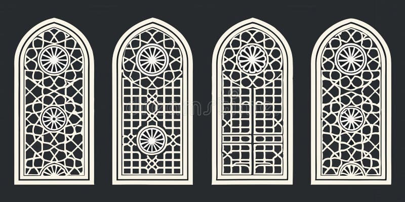 Intricate Geometric Patterns of Arched Windows Stock Photo - Image of ...