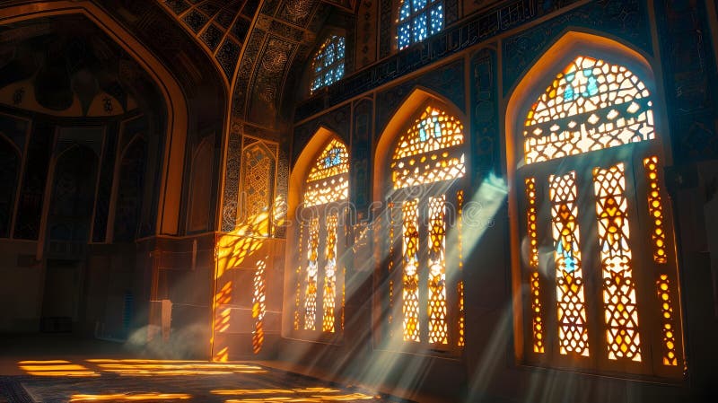 Intricate Geometric Patterns Inside an Ancient Mosque Stock ...