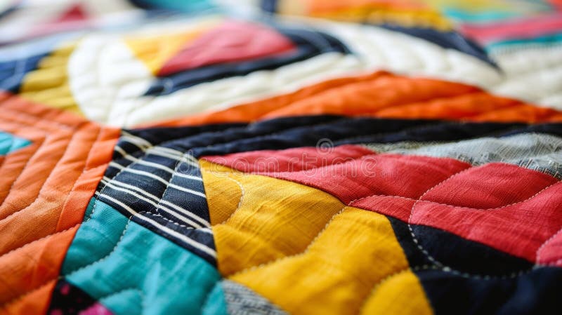 The Intricate Geometric Patterns of a Modern Handmade Quilt with Its ...