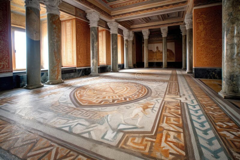 Intricate Geometric Patterns of a Roman Villas Floor Mosaic Stock ...