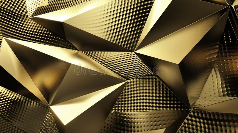 Intricate Geometric Patterns on Shimmering Gold Surface with Reflective ...