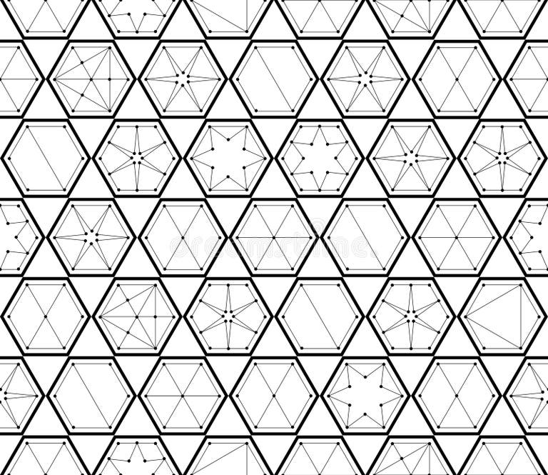 Intricate Geometric Seamless Pattern Featuring Interconnected Hexagons ...