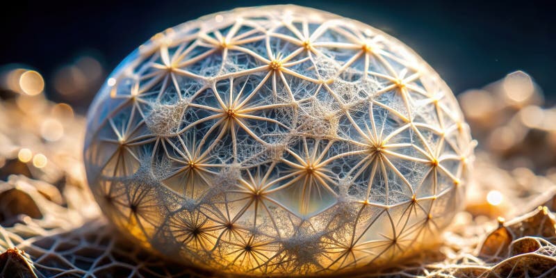 Intricate Geometric Seed Head Sphere in Golden Light. Generative AI ...