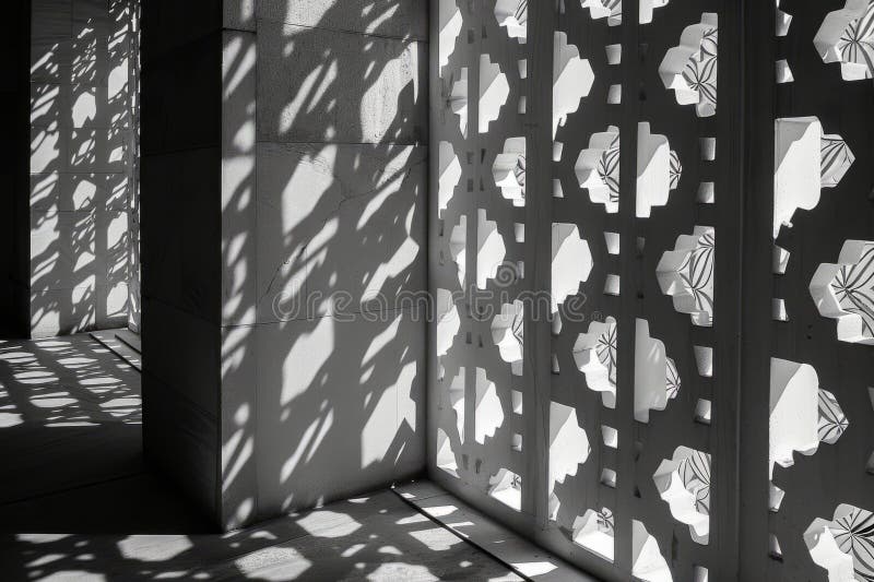 Intricate Geometric Shadows Cast by Sunlight through Decorative Lattice ...