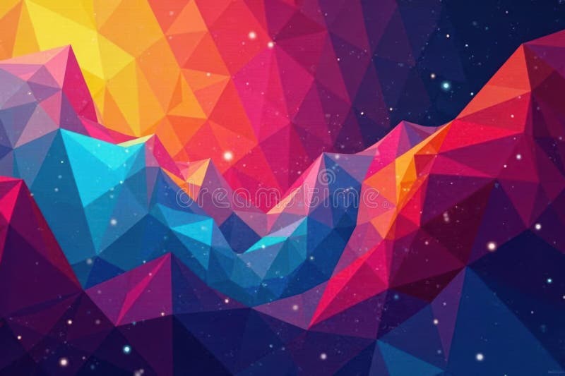Intricate Geometric Shapes, Vibrant Hues, Digital Paint Effect, Pattern ...