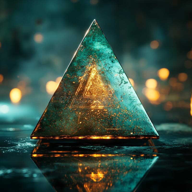 Intricate Geometric Triangle with Glowing Symbol in Mystical ...