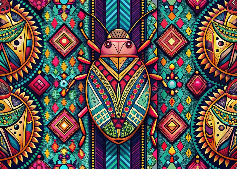 Intricate Geometric Tribal Bug Pattern Background Design Seamless ...