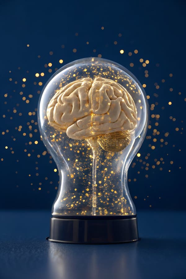 Unique Transparent Glass Brain Sculpture Filled with Floating Golden ...