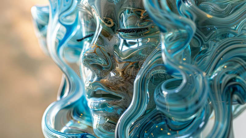 Intricate Glass Sculpture with Blue Translucent Swirls Stock Photo ...