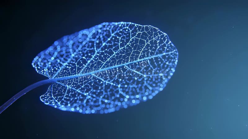 A Closeup of a Glowing Blue Leaf Skeleton Reveals a Luminous Network of ...