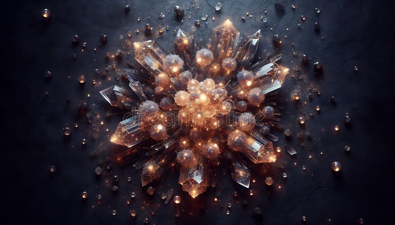 Intricate Glowing Crystal Clusters Forming a Galaxy-like Structure on a ...