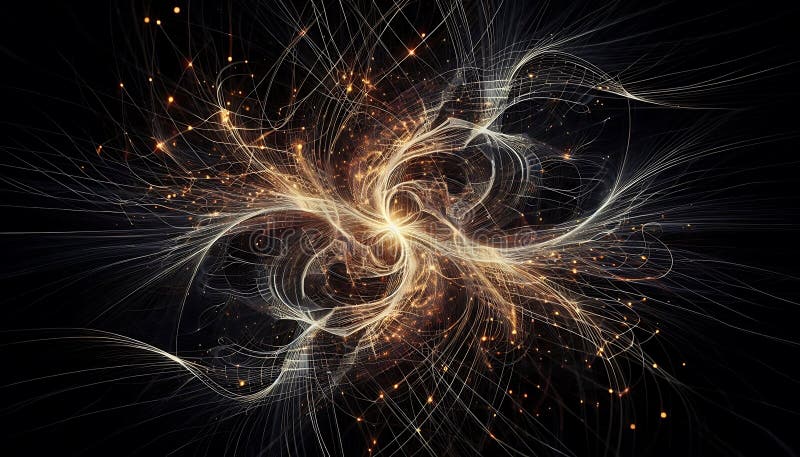 Intricate Glowing Light Threads Forming a Complex Dynamic Maze Against ...