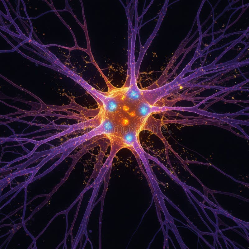 Intricate Glowing Neuron Network Digital Illustration Stock ...
