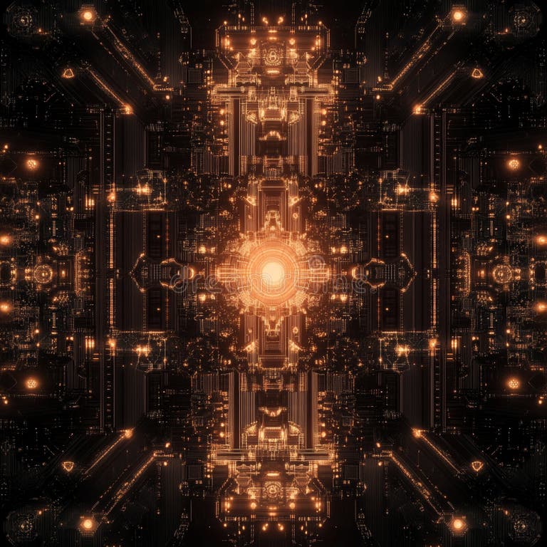 Intricate Glowing Tech Circuit Design Stock Illustration - Illustration ...