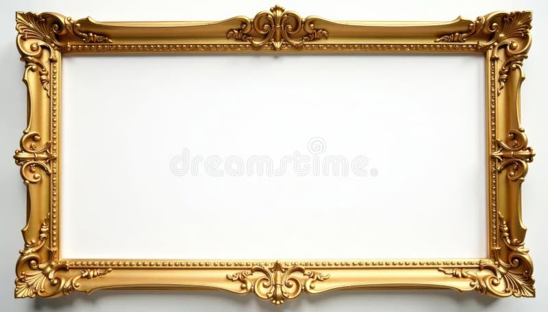 Intricate Gold Art Deco Frame, Sharp Angles, White Backdrop, Border ...