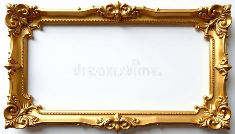 Intricate Gold Art Deco Frame, Sharp Angles, White Backdrop, Chic ...