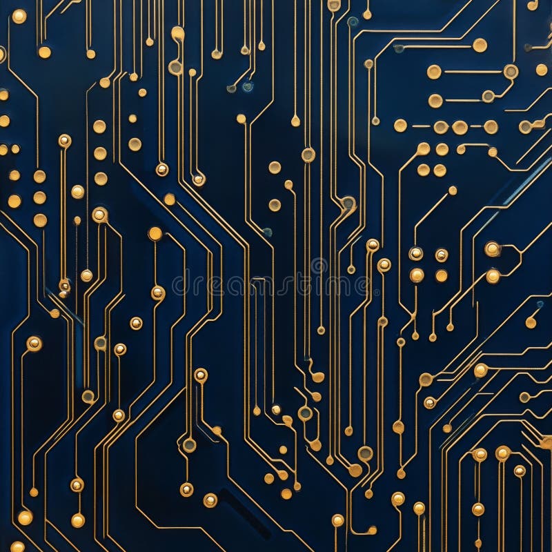 Intricate Gold Circuit Pattern Dark Blue Background Stock Photos - Free ...