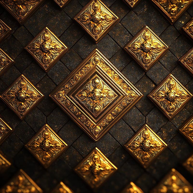 Intricate Gold Decorative Wall Panel Featuring Ornate Patterns and ...