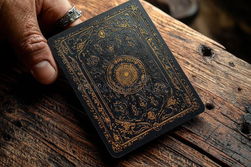 Intricate Gold Design on Black Playing Card Back, a Close-Up View Stock ...
