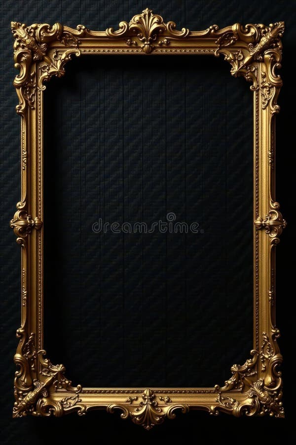 Intricate Gold Filigree Frame, Textured Black Backdrop , Artwork ...