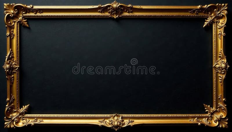 Intricate Gold Filigree Frame, Textured Black Backdrop, Design, Elegant ...