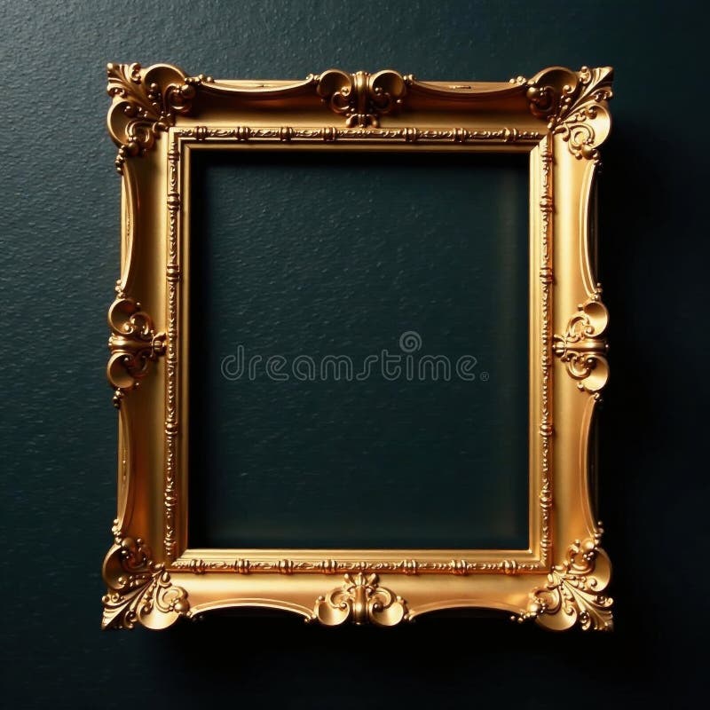 Intricate Gold Filigree Frame, Textured Black Backdrop, Element ...