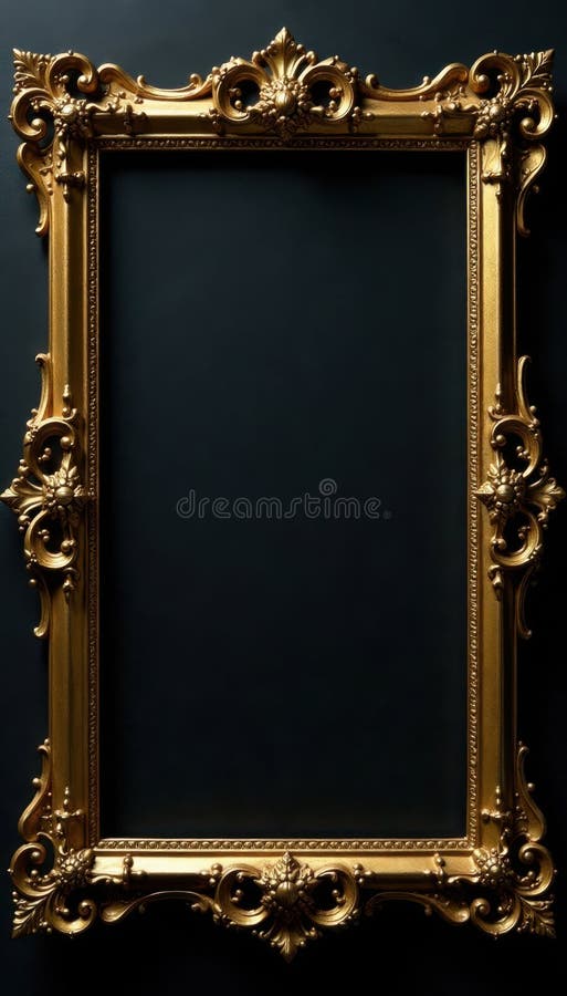 Intricate Gold Filigree Frame, Textured Black Backdrop, Filigree, Style ...