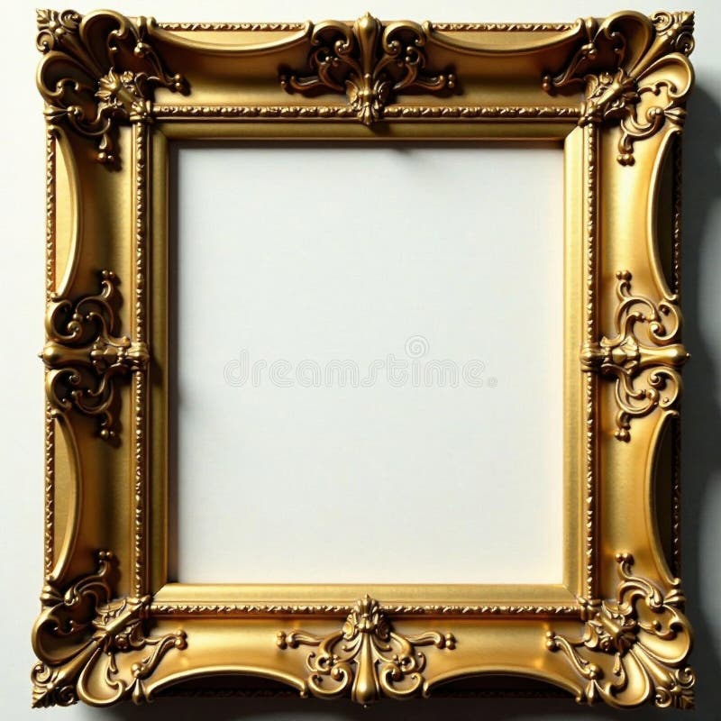 Intricate Gold Frame with Swirling Scrollwork, Ornate Details , Classic ...