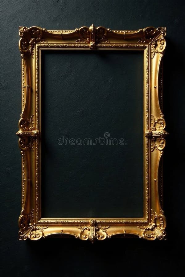Intricate Gold Frame, Textured Black Backdrop, Art, Elements Stock ...