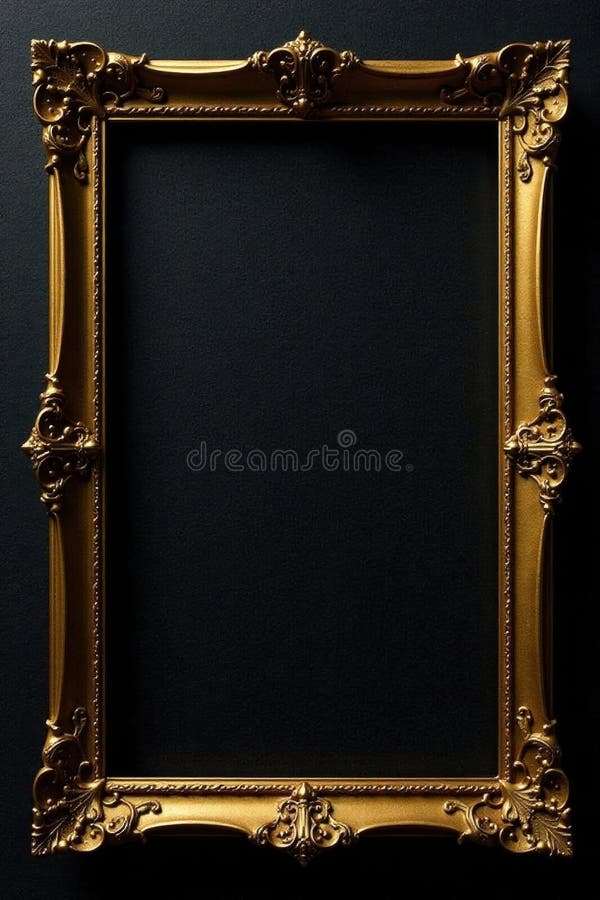 Intricate Gold Frame, Textured Black Backdrop, Art, Backdrop, Premium ...