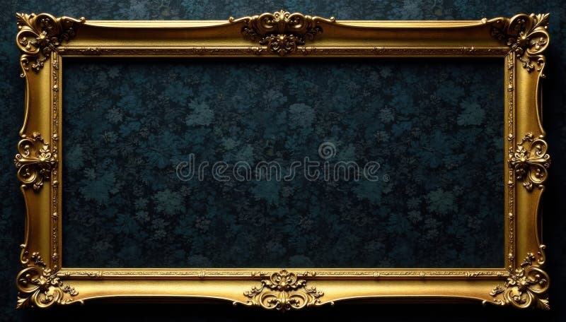 Intricate Gold Frame, Textured Black Backdrop, Baroque, Black ...