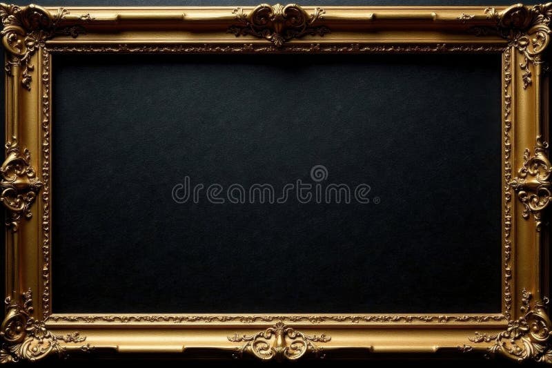 Intricate Gold Frame, Textured Black Backdrop, Dark, Sophisticated ...