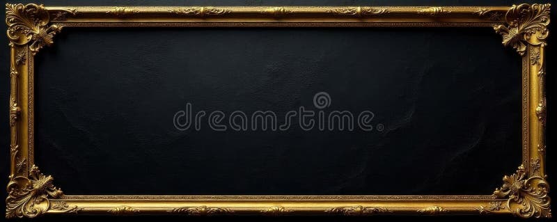 Intricate Gold Frame, Textured Black Backdrop, Decoration ...