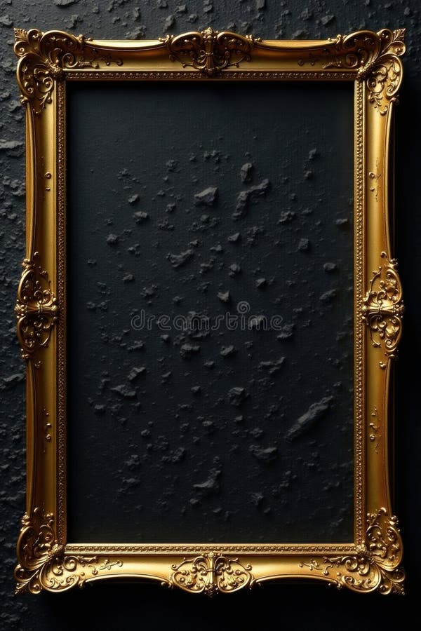 Intricate Gold Frame, Textured Black Backdrop, Refined, Embellishment ...