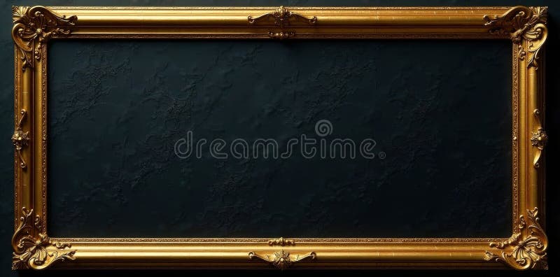Intricate Gold Frame, Textured Black Backdrop, Refined, Gold Leaf Stock ...