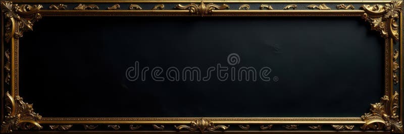 Intricate Gold Frame, Textured Black Backdrop , Shadow, Rococo Stock ...