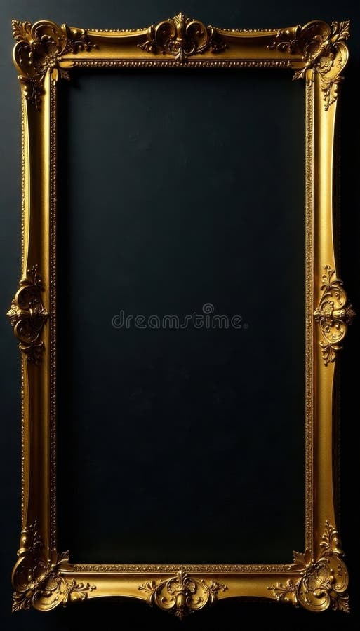 Intricate Gold Frame, Textured Black Backdrop, Texture, Wallpaper Stock ...