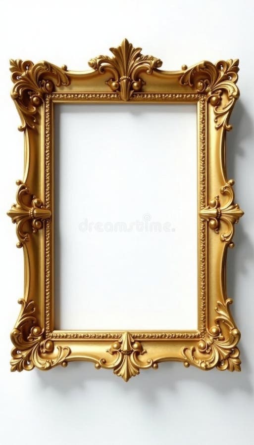 Intricate Gold Frames, Baroque Style, White Backdrop, Premium, Texture Stock Illustration ...