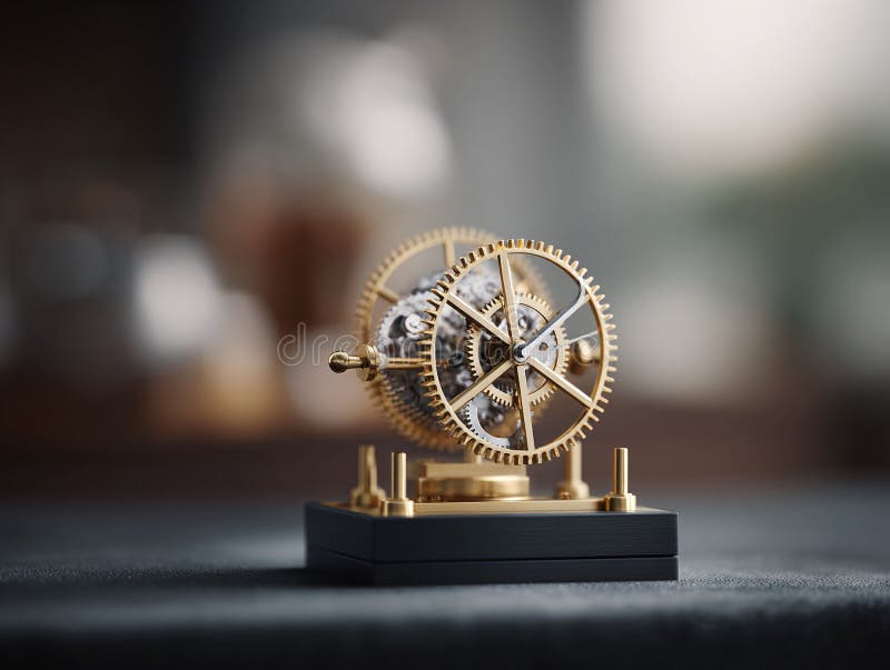 Intricate Gold Gears on a Dark Base, Symbolizing Complexity, Precision ...