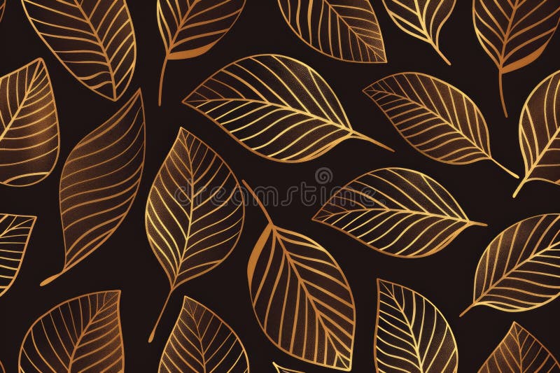 Intricate Gold Leaf Pattern on Black Background Stock Illustration ...