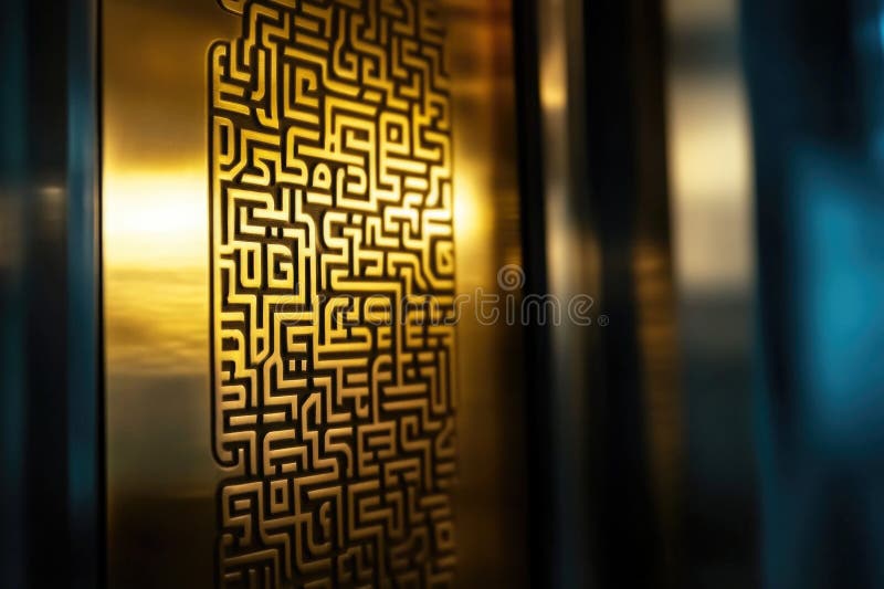 Intricate Gold Metal Maze Design with Soft Reflections and Warm ...