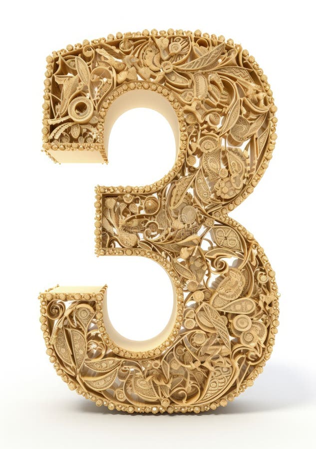 Intricate Gold Number 7 on White Background for Elegant Designs. Stock ...