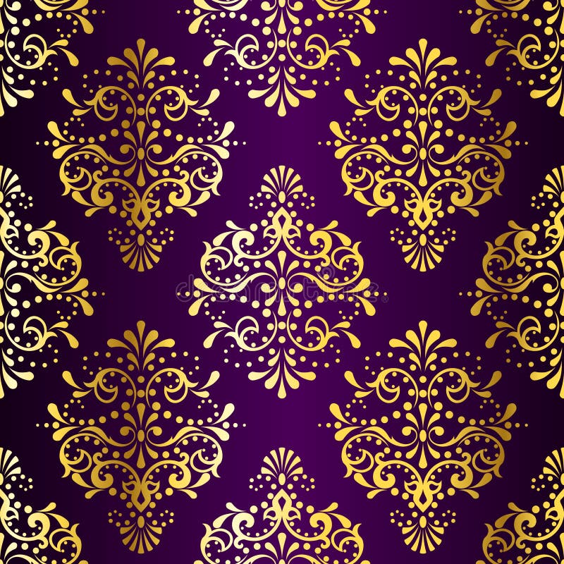 Intricate Gold-on-Purple Seamless Sari Pattern Stock Vector ...