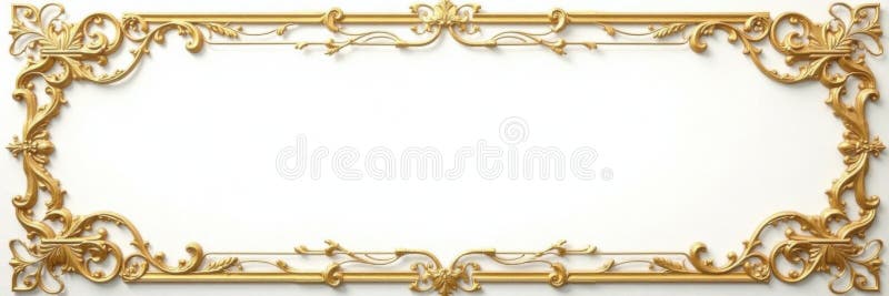 Intricate Gold Scroll Frame with Geometric Patterns on White Canvas ...