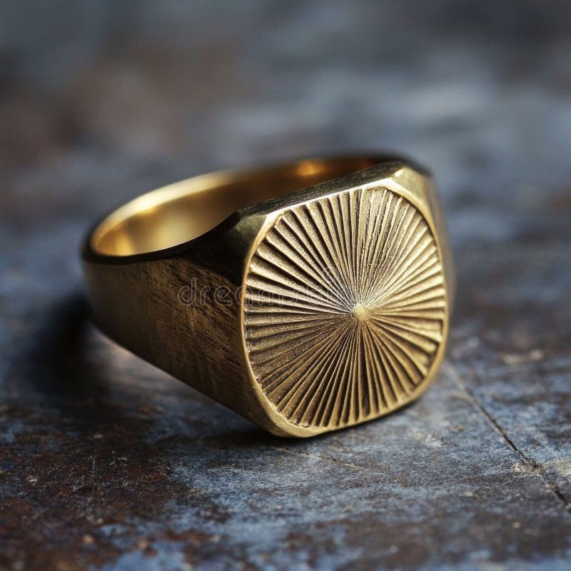 Intricate Gold Signet Ring on Rustic Surface Highlighting Elegant ...